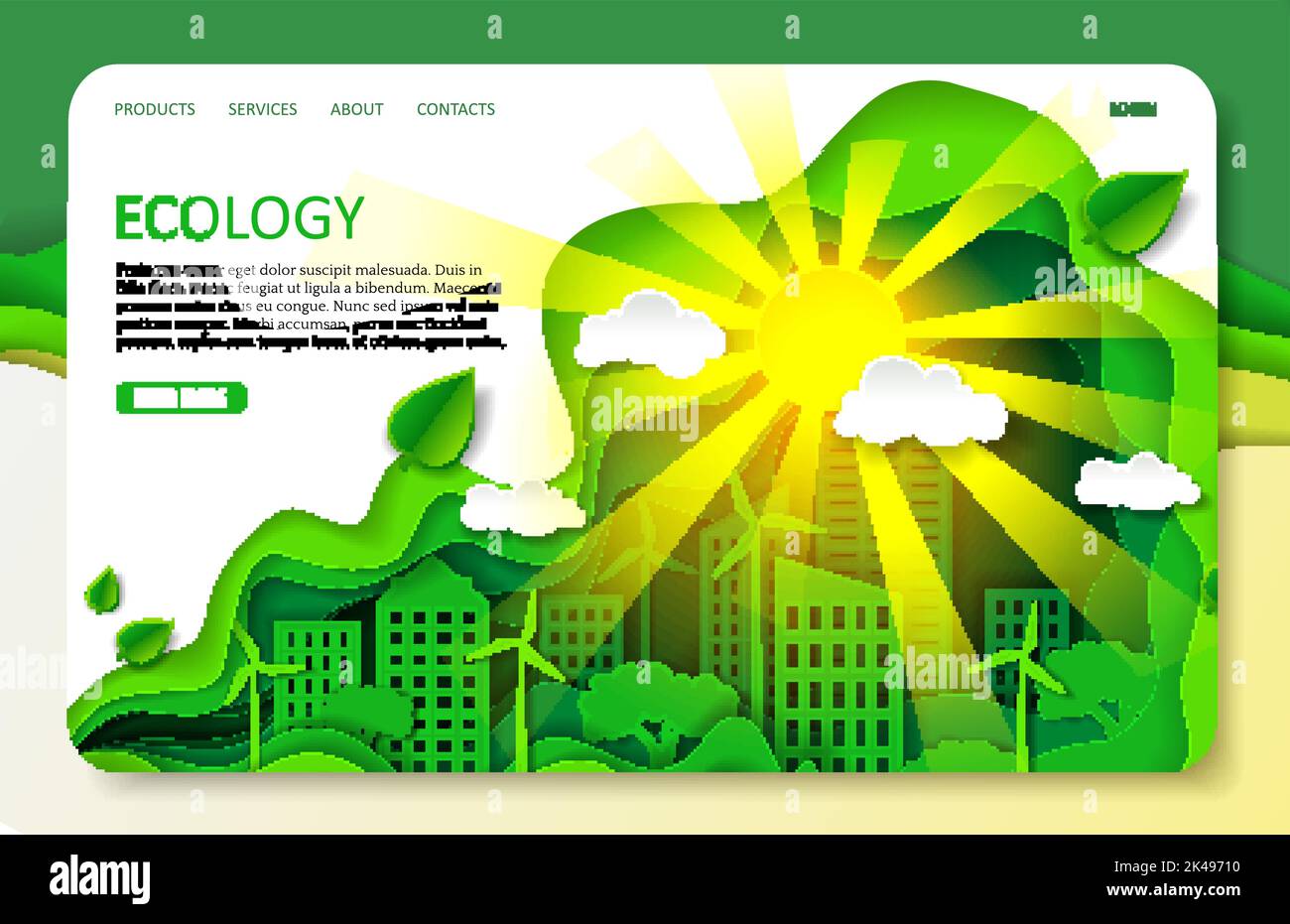 Ecology landing page website template. Vector paper cut eco friendly ...