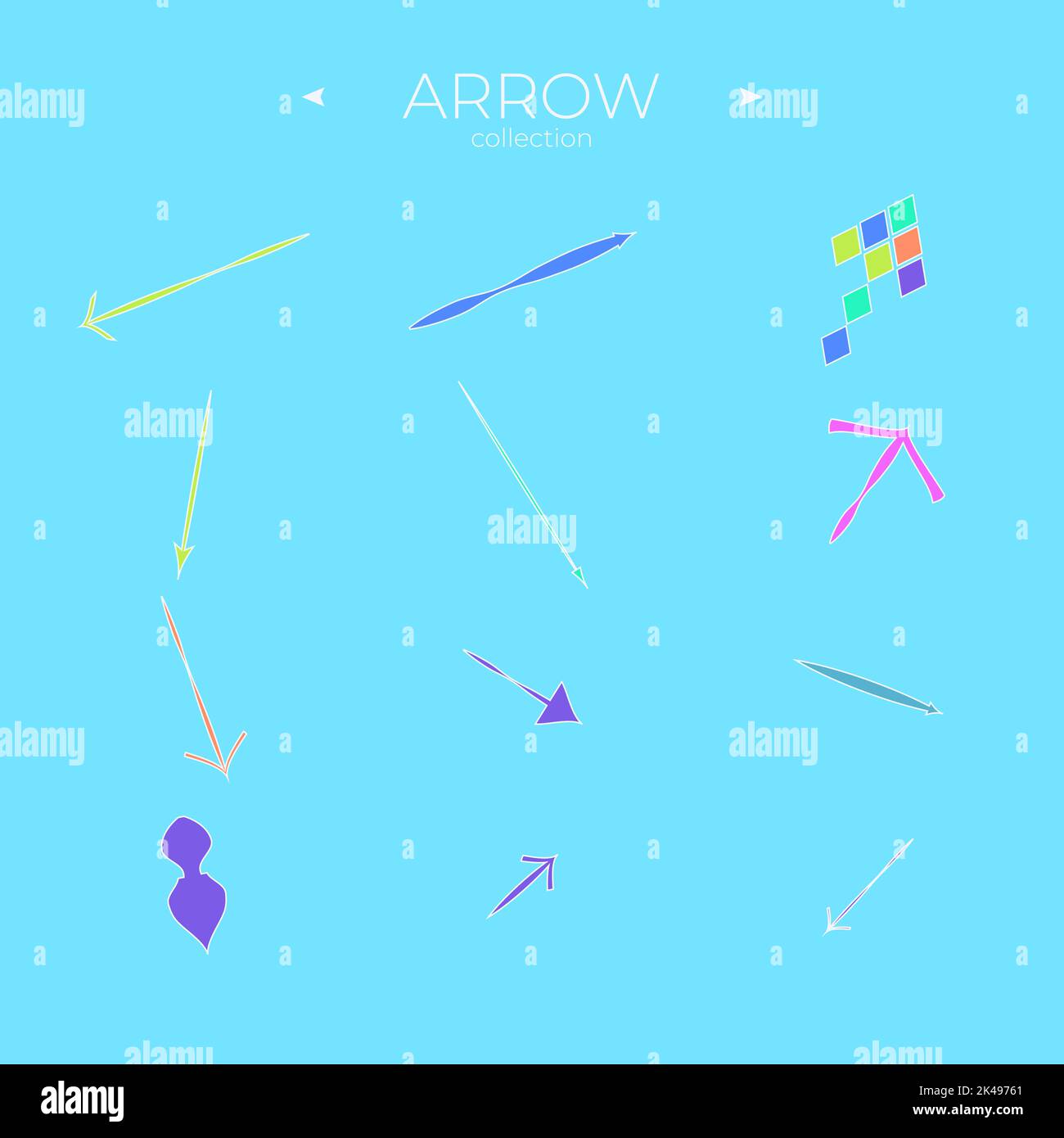 Colorful arrows. Collection in color. Abstract minimalistic patterns ...