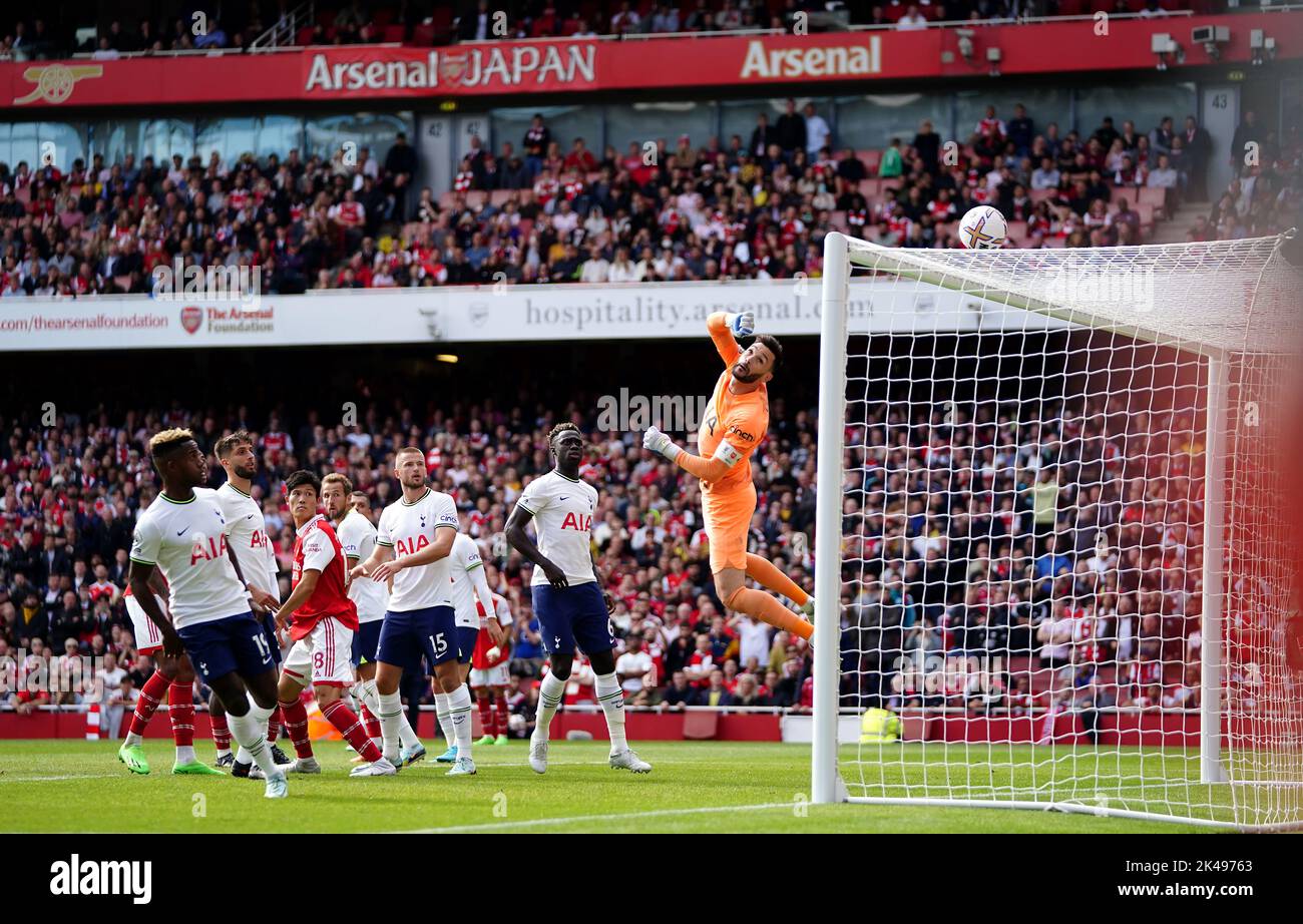 Tottenham Hotspur goalkeeper Hugo Lloris makes a save during the ...