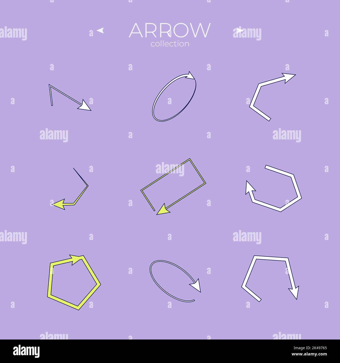 Set of arrows. Arrows colorful set. With elegant style. Curly and wave ...
