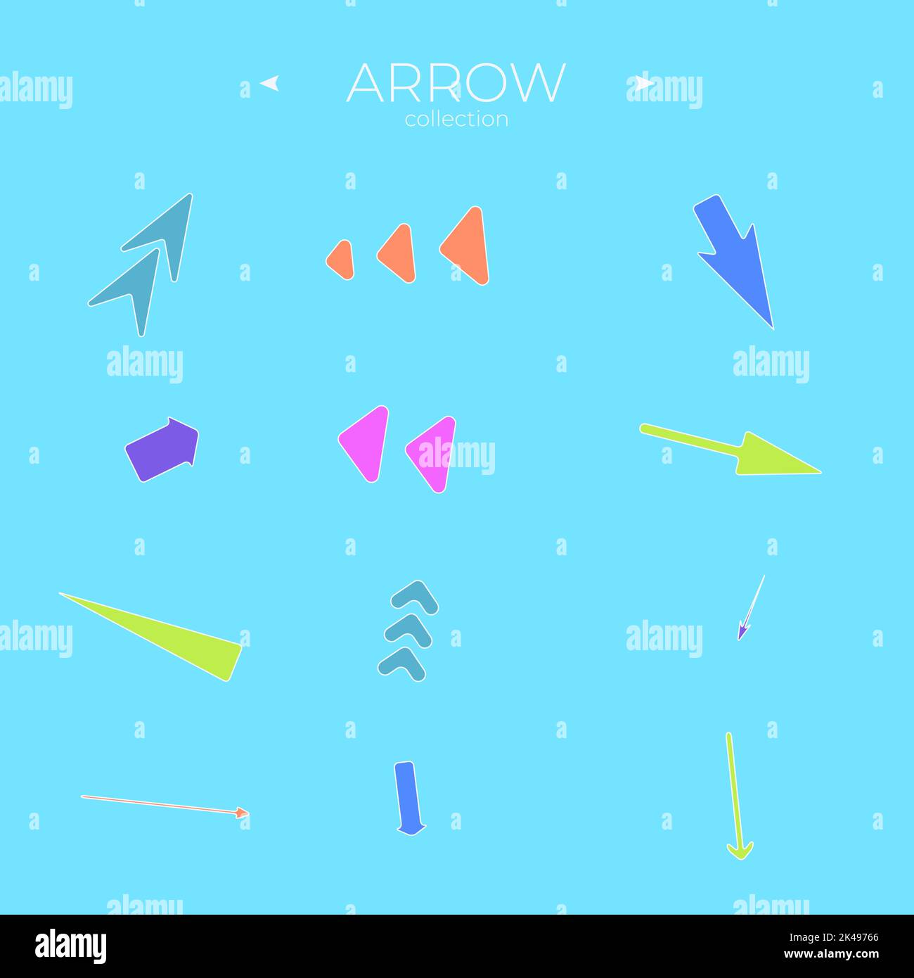 Set of colour arrows. Arrows colorful set. Arrow logo concept. Curly ...