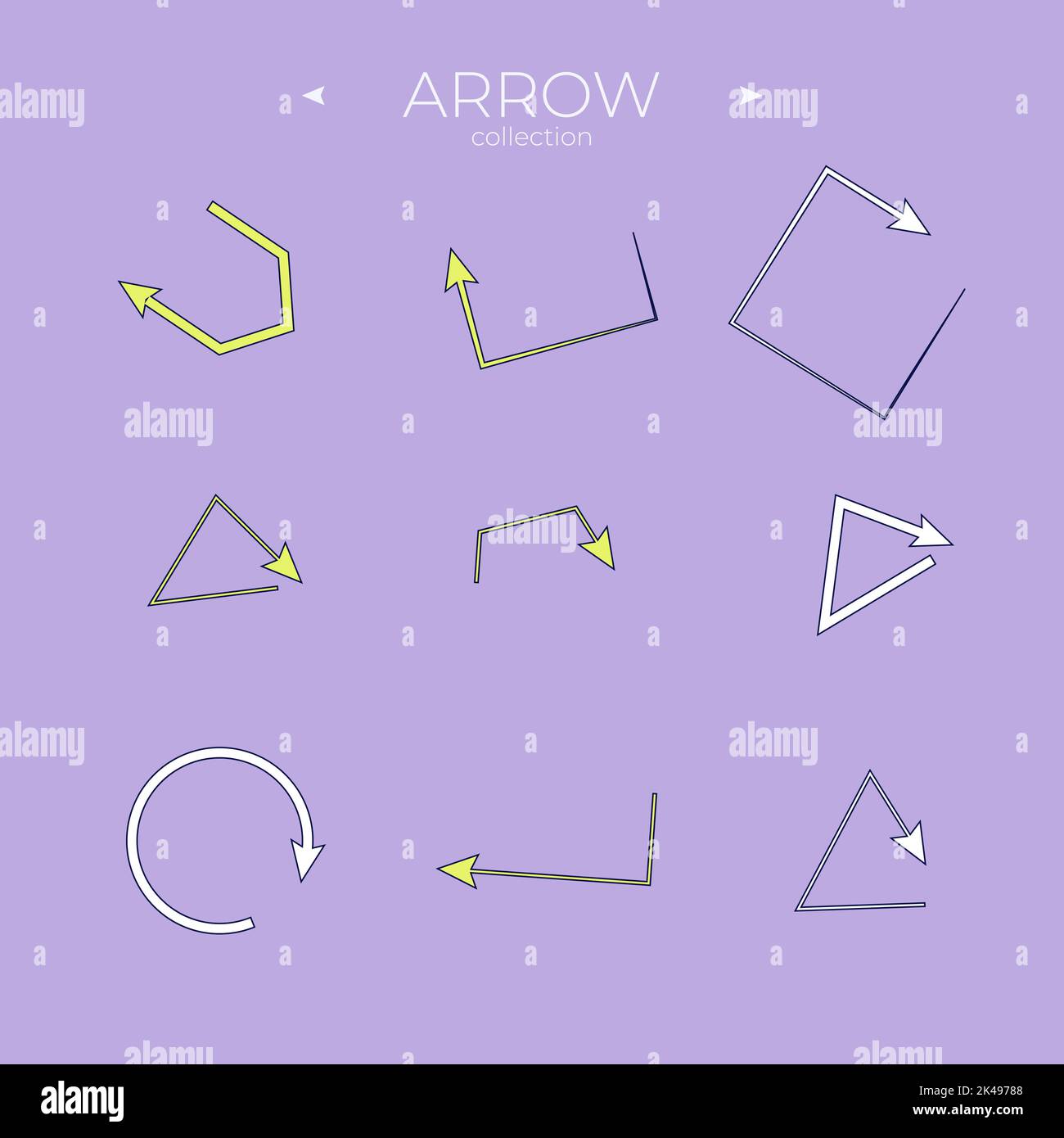 Set of arrows. Collection in color. With elegant style. Symbol set ...