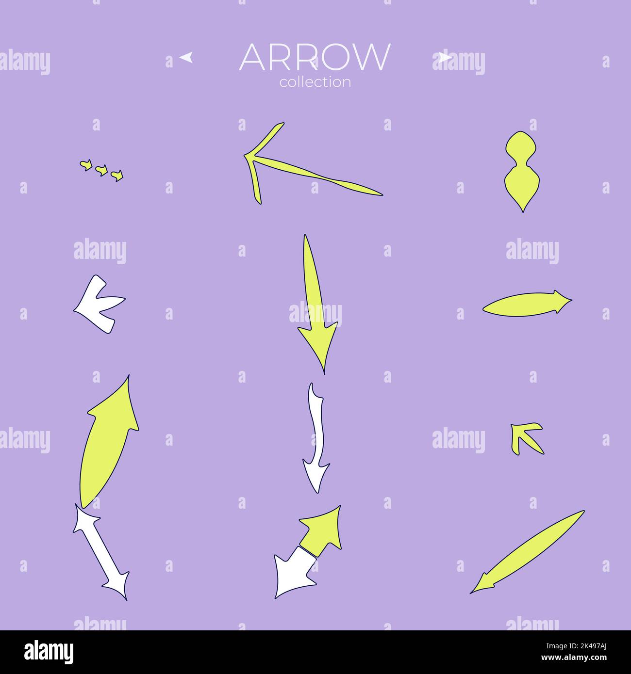 Set of arrows. Colorful comic arrow. With elegant style. Curly and wave ...