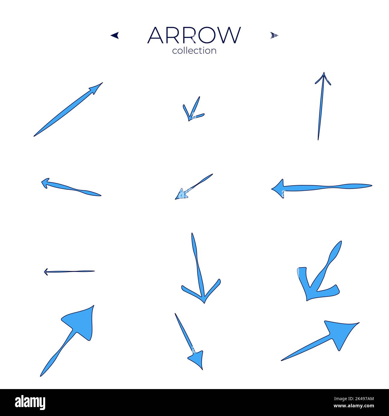 Set of colour arrows. Collection in color. Direction arrows. Curly and ...