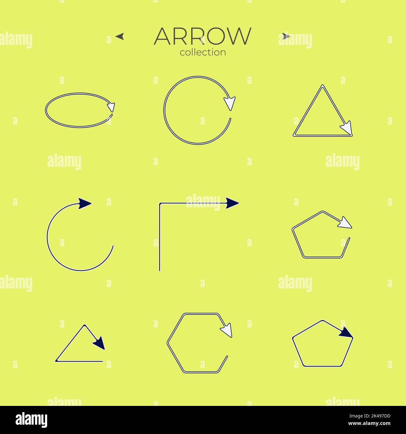 Set of arrows. Collection in color. Abstract minimalistic patterns ...