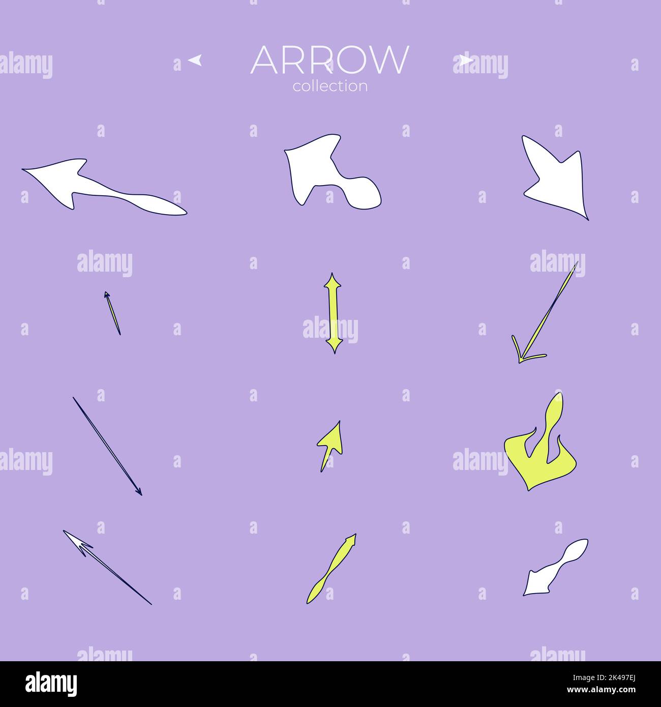 Set of colour arrows. Collection in color. Abstract minimalistic ...