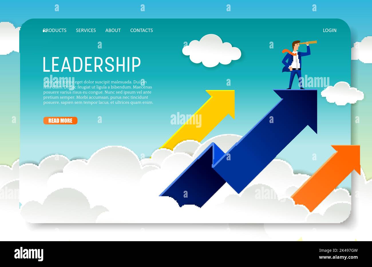 Business leader landing page website template. Vector illustration of ...