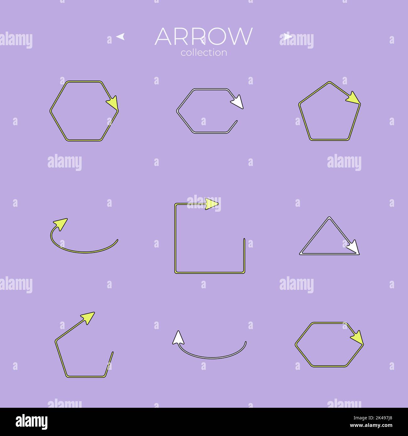 Vector Arrow Icons. Collection in color. Direction arrows. Symbol set ...