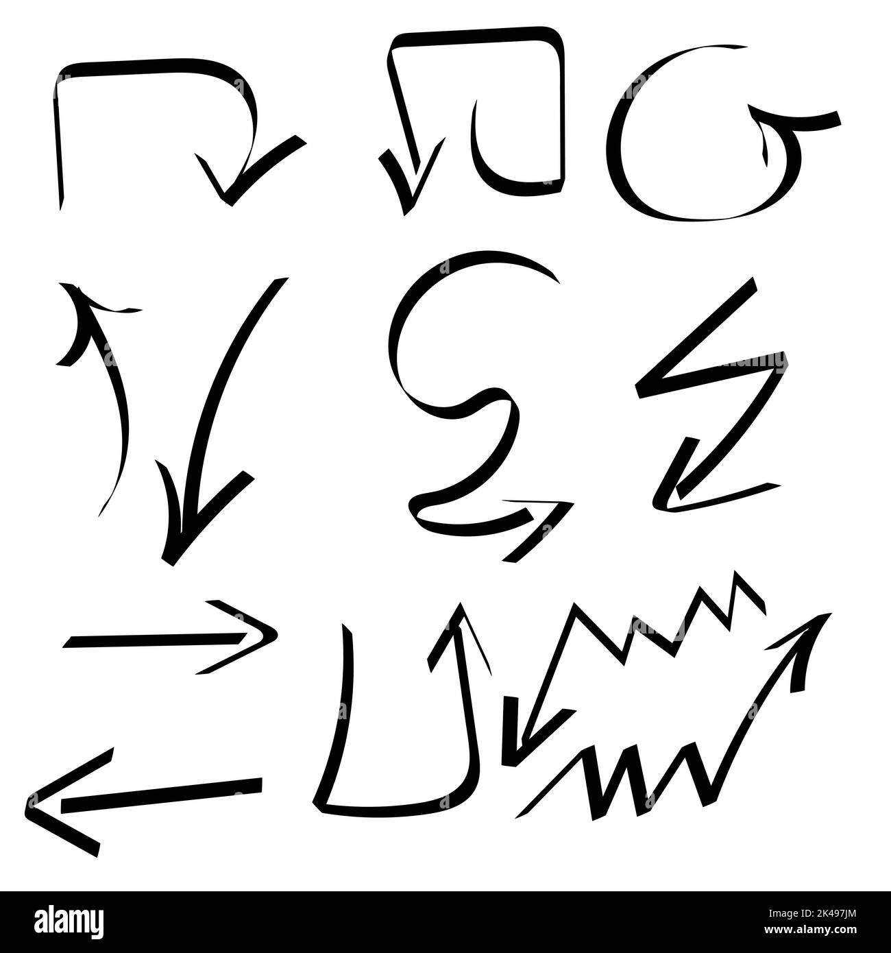 Various sketchy Doodle Arrows. Grunge Sketch arrow. Brush stroke style ...