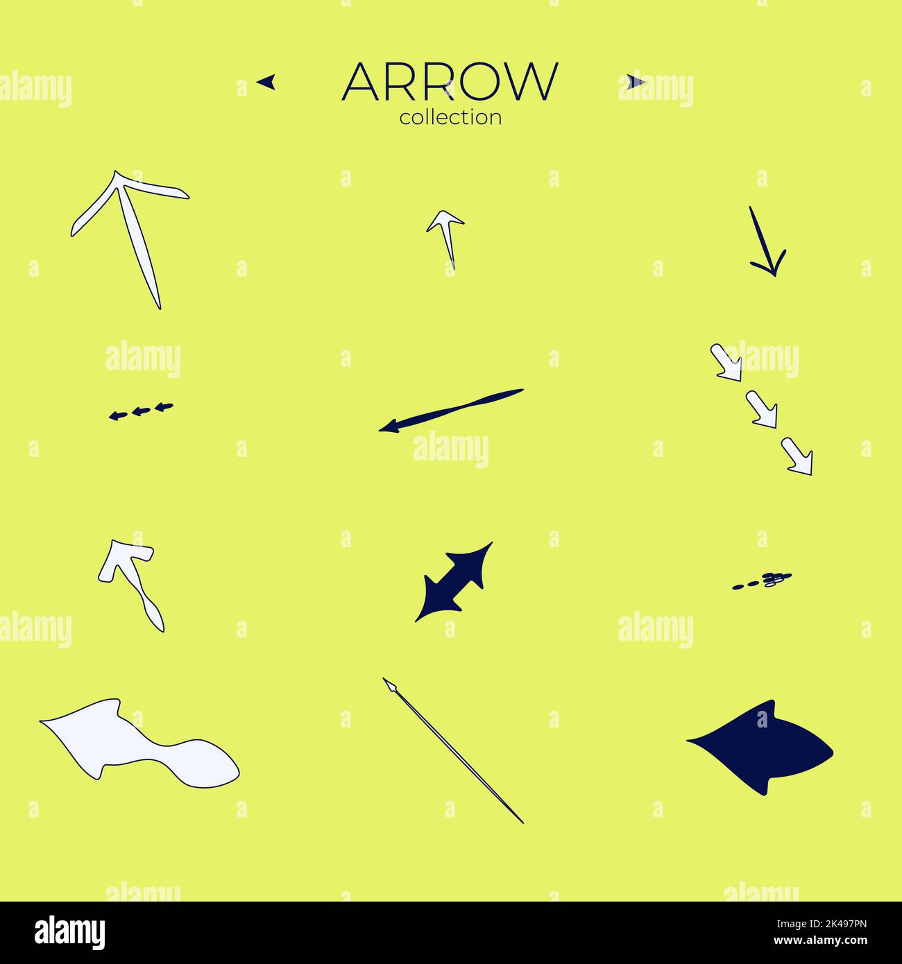 Set of colour arrows. Collection in color. Abstract minimalistic ...