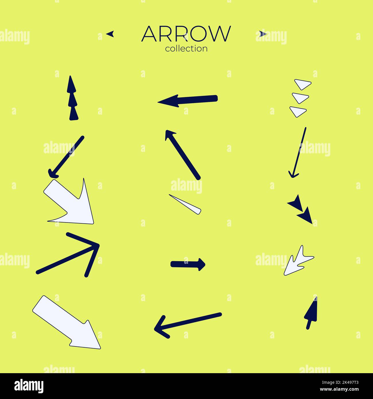 Set of arrows. Collection in color. Abstract minimalistic patterns ...