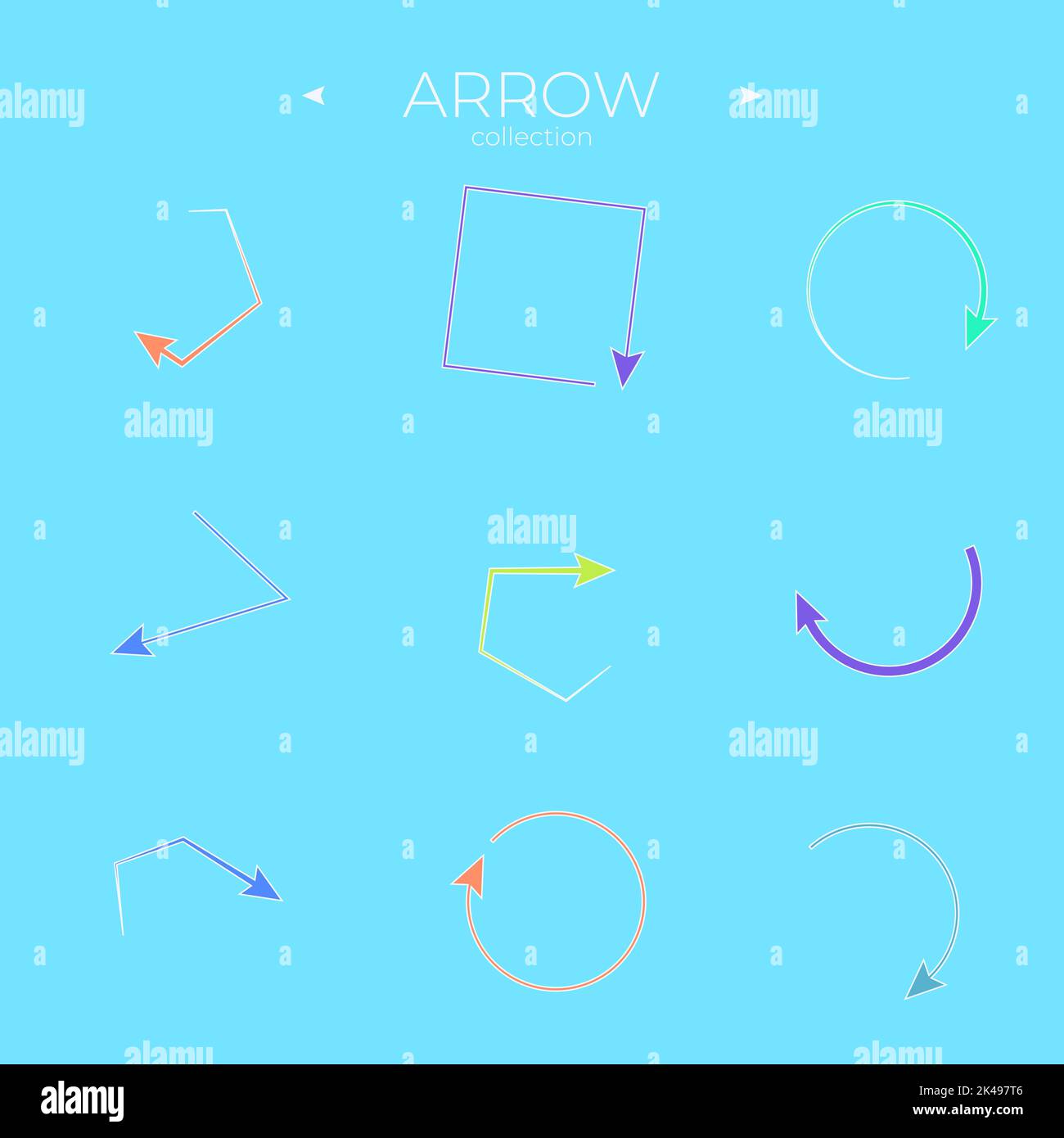 Vector Arrow Icons. Collection in color. Direction arrows. Symbol set. Vector navigation Stock ...