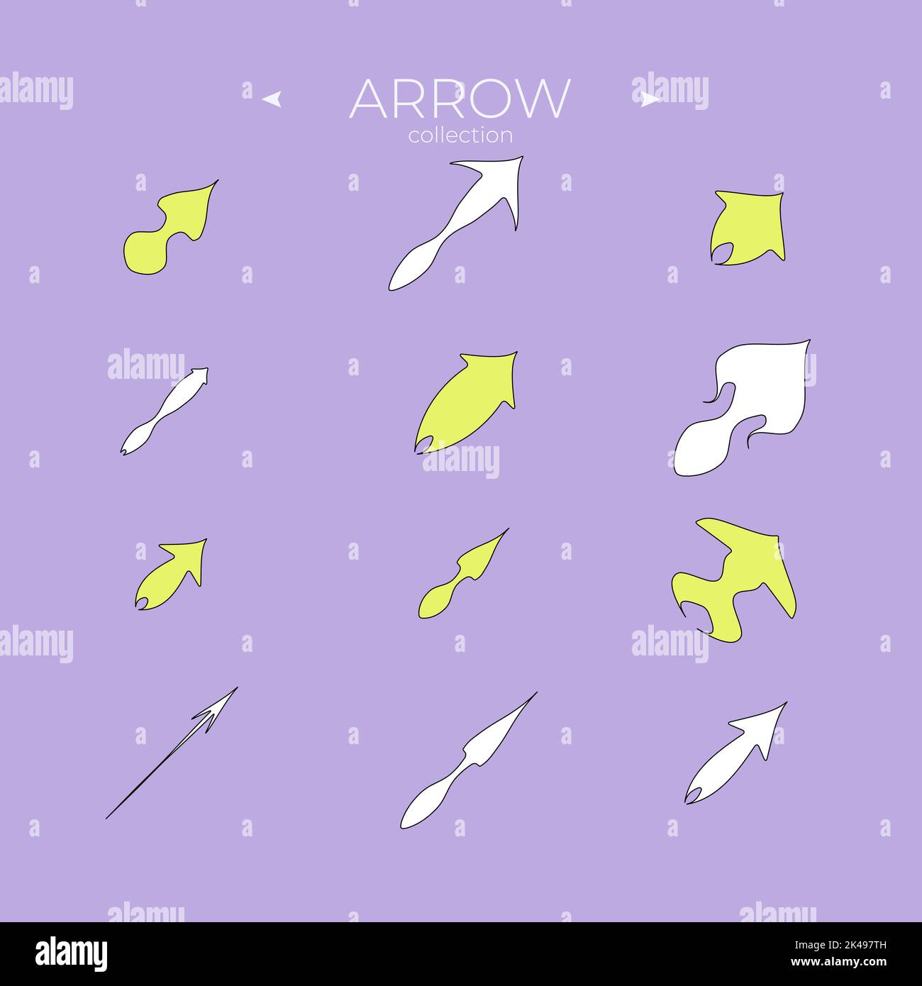 Colorful arrows. Collection in color. Abstract minimalistic patterns ...