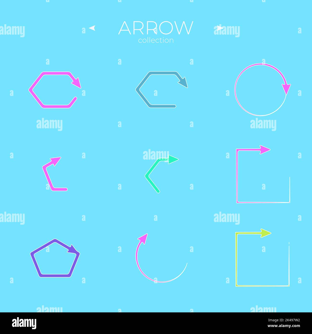 Vector Arrow Icons. Collection in color. With elegant style. Curly and ...