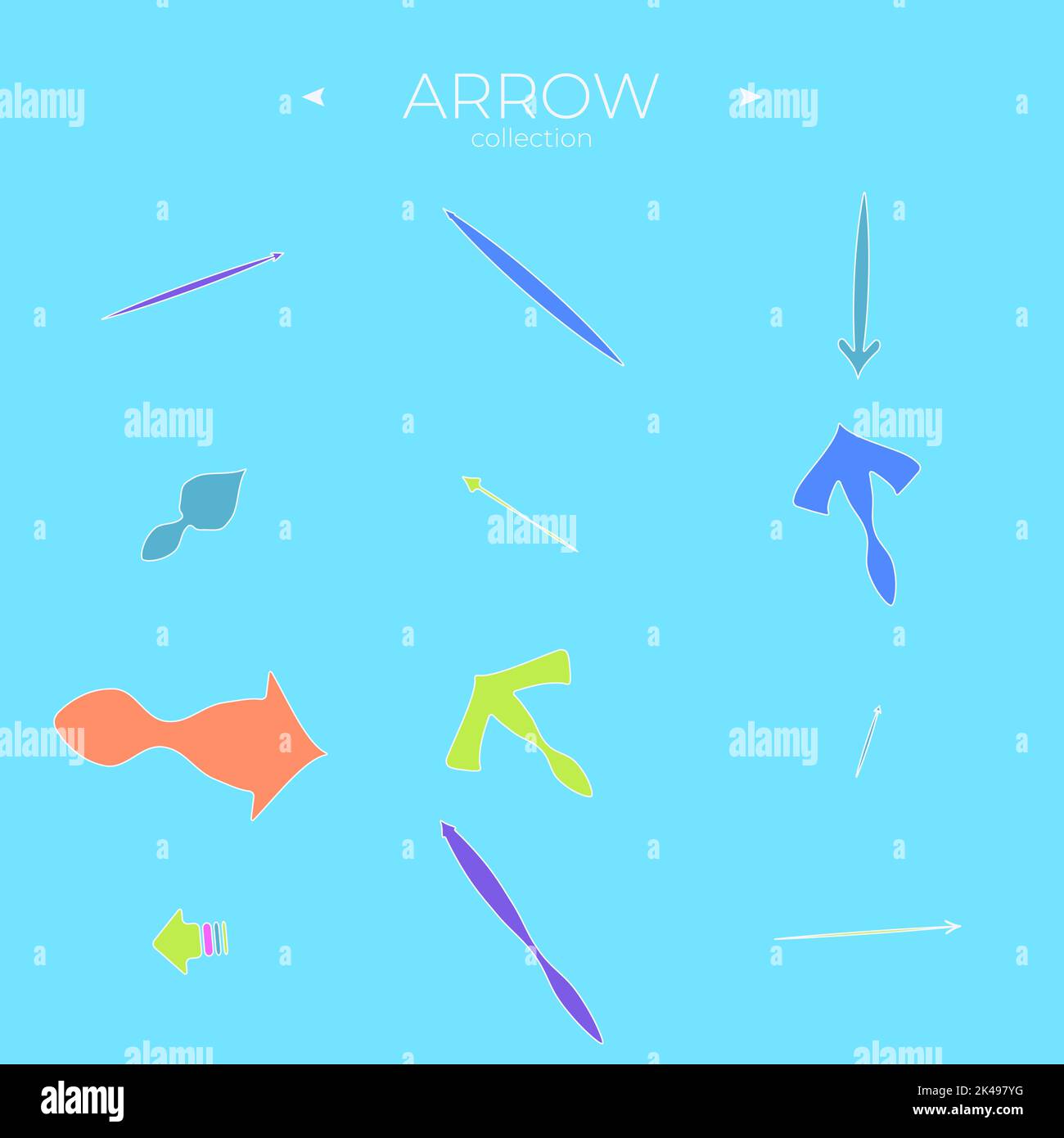 Colorful arrows. Colorful comic arrow. Arrow logo concept. Symbol set ...