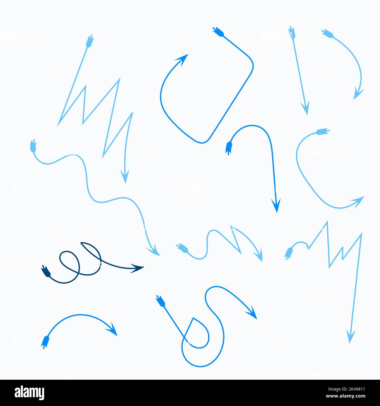 Colorful doodle arrows. Colored set of sketchy arrow. Direction pointers Shapes and Objects ...