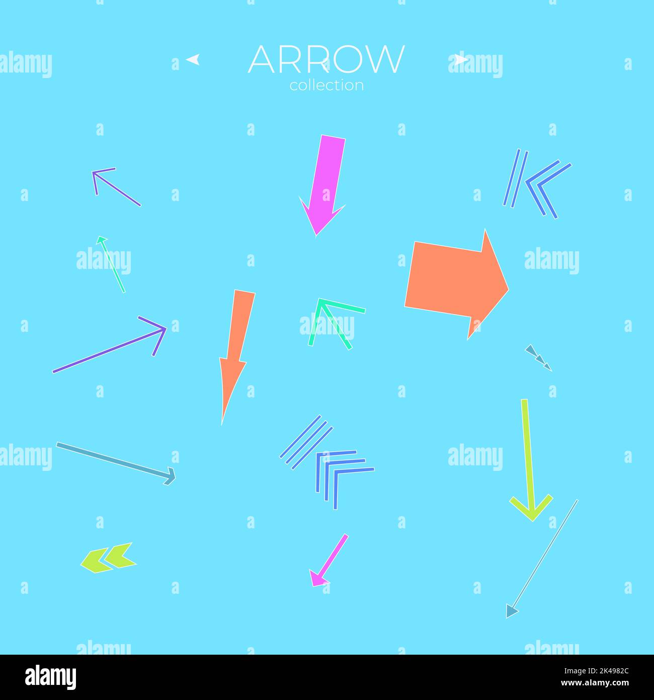 Set of colour arrows. Arrows colorful set. Abstract minimalistic ...