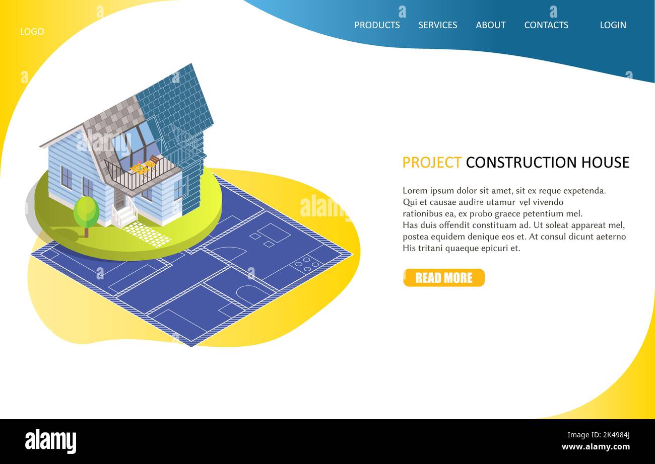 Project construction house landing page website template. Vector ...