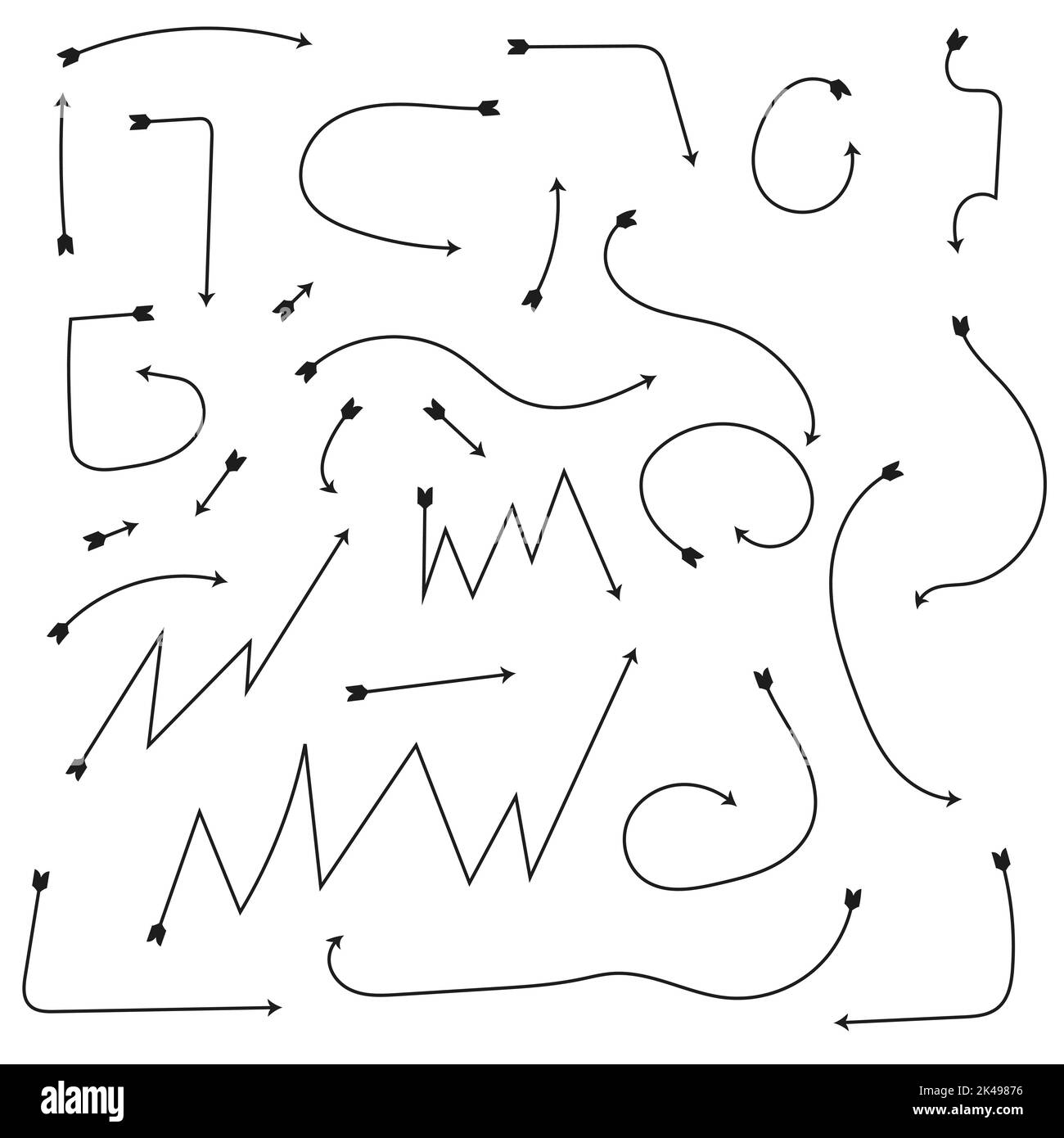 Various sketchy Doodle Arrows. Grunge Sketch arrow. Freehand colorful ...