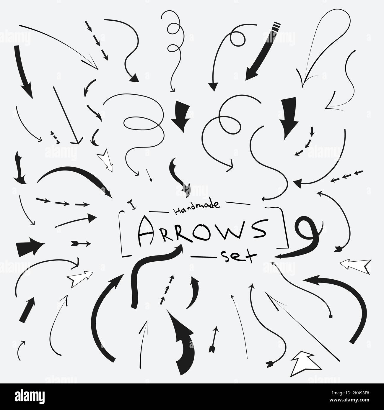 Set of arrow doodle. Hand drawn abstract Vector set. Direction pointers ...