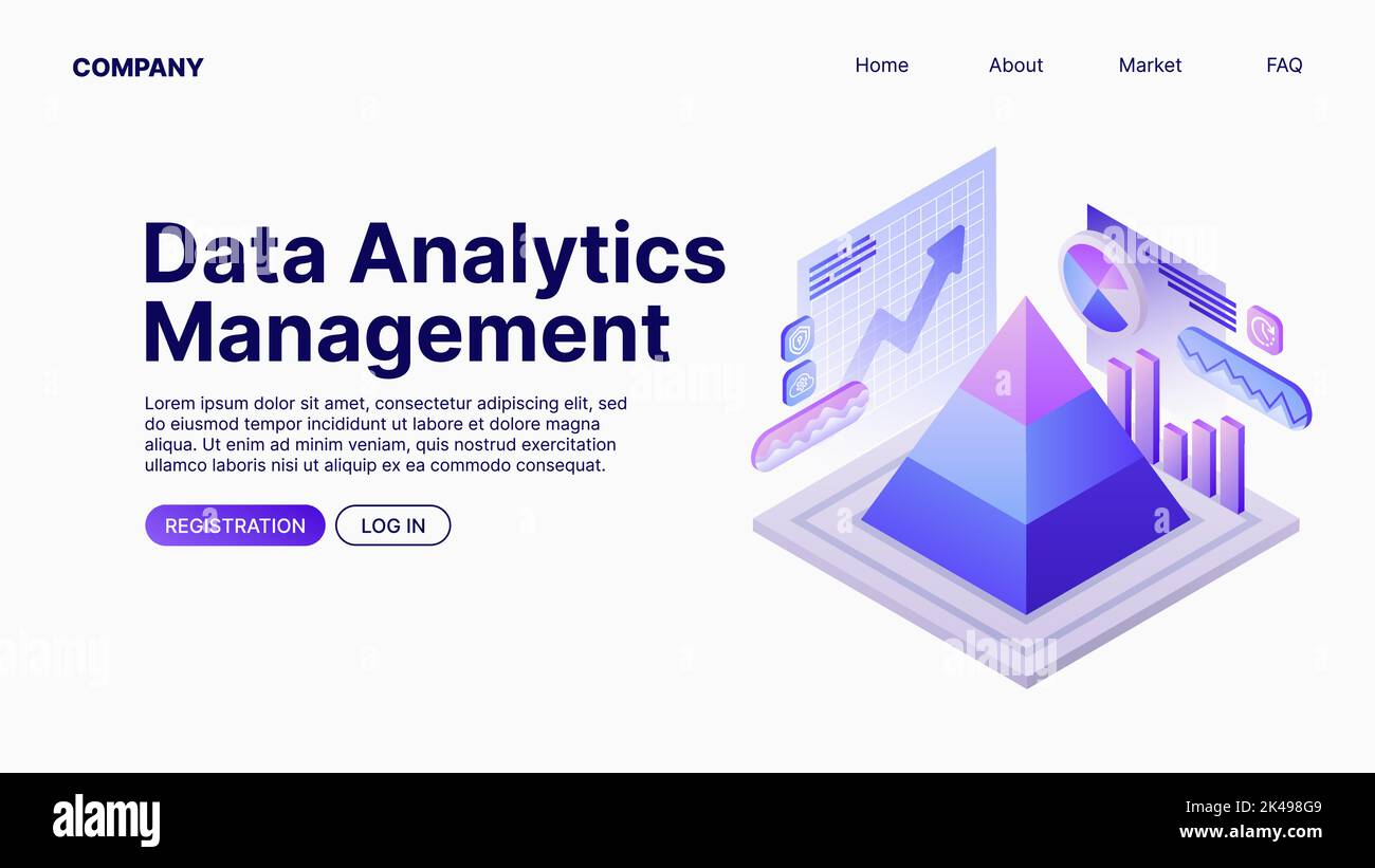 Data Analytics Management. Data Analyse. Landing Page Template. Vector illustration Stock Vector ...
