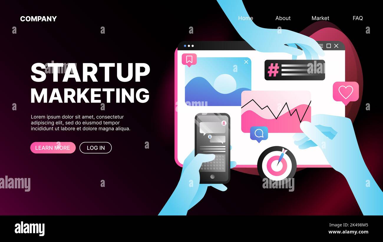 Startup Marketing Website. Light Landing Page Template. Vector ...