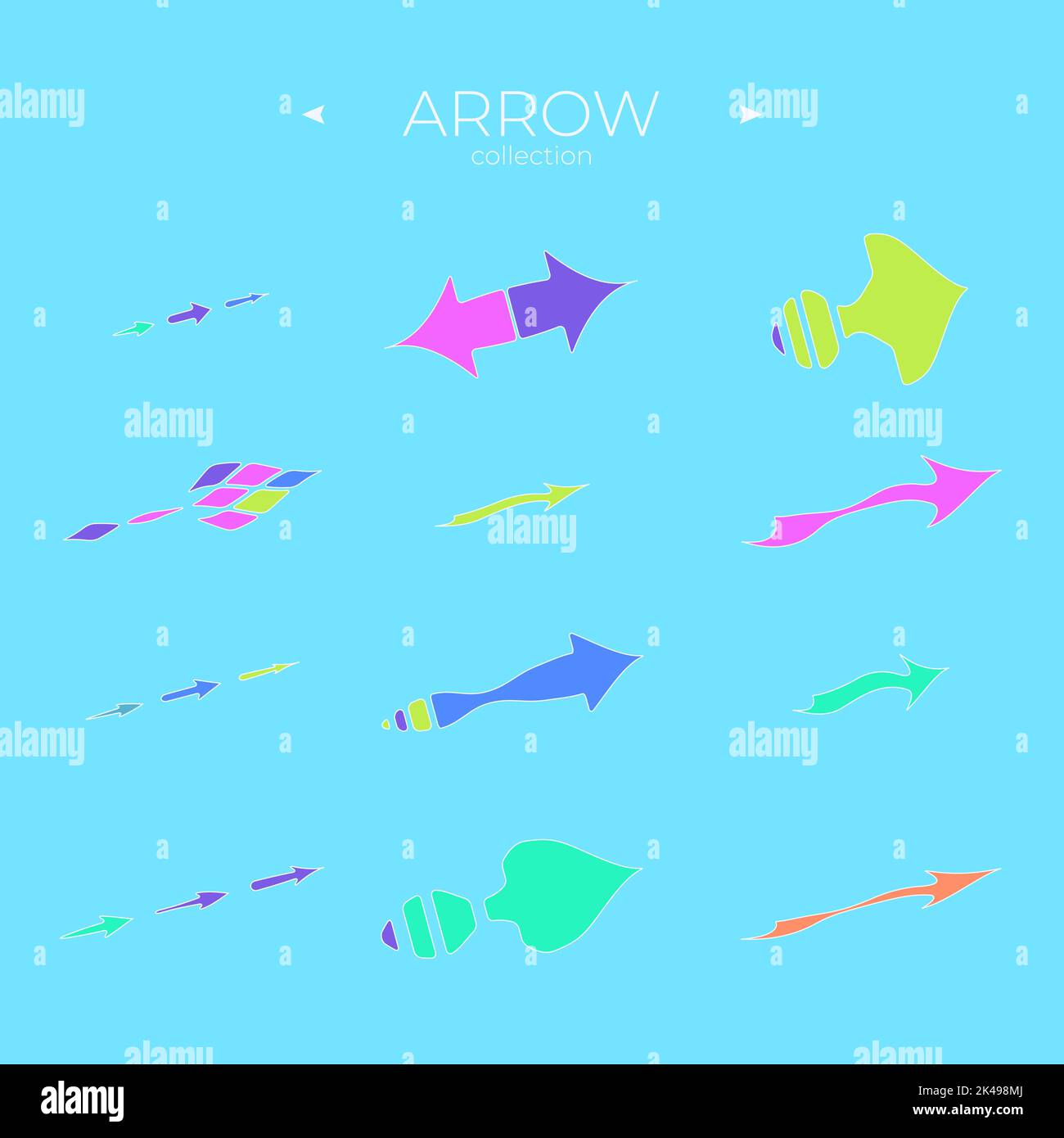 Set of arrows. Colorful comic arrow. Abstract minimalistic patterns ...