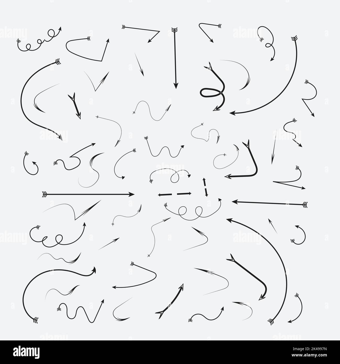 Grunge arrows vector set . Grunge Sketch arrow. Direction pointers ...