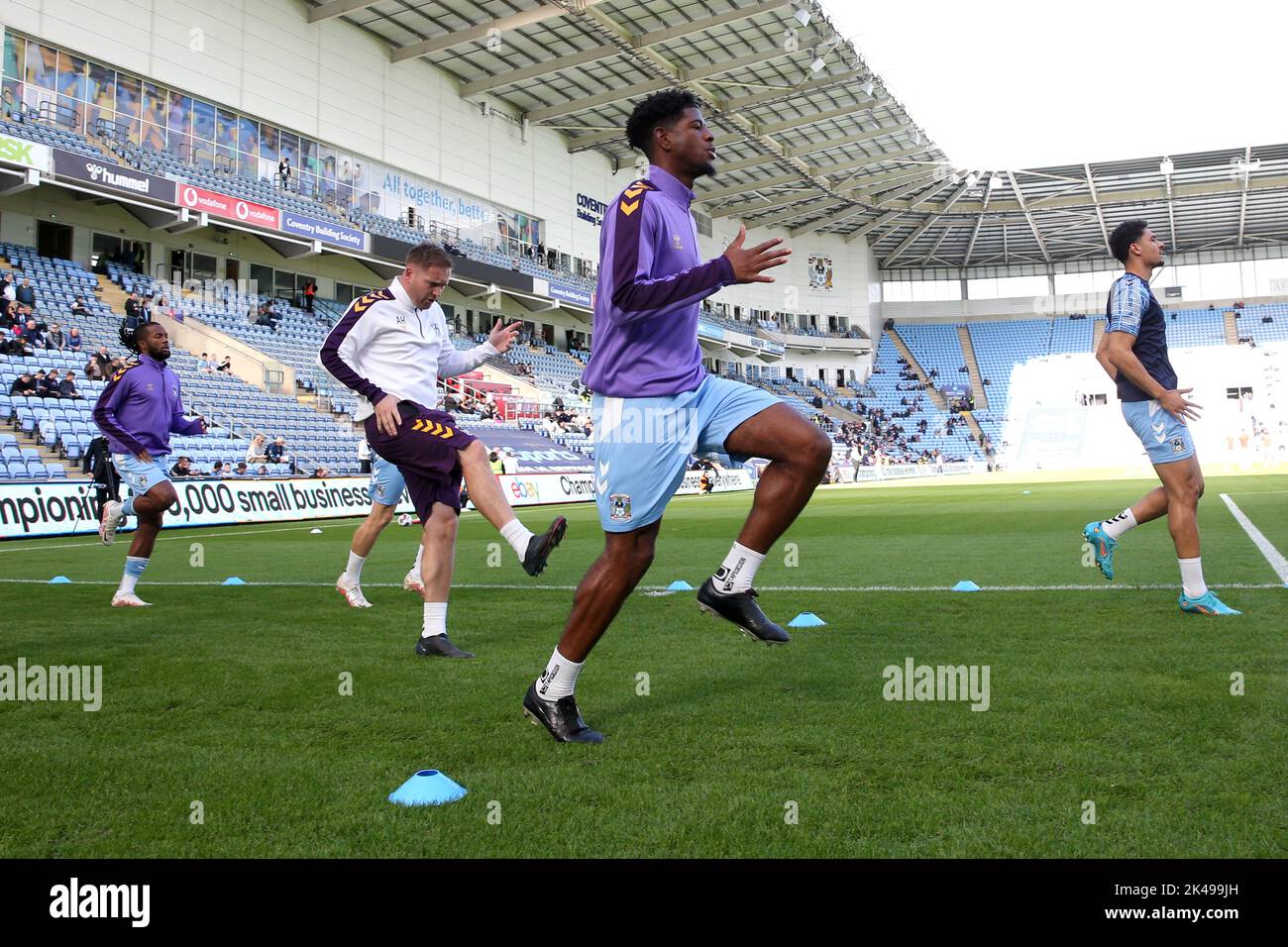 Coventry City's Jonathan Panzo (centre) warming-up before the Sky Bet ...
