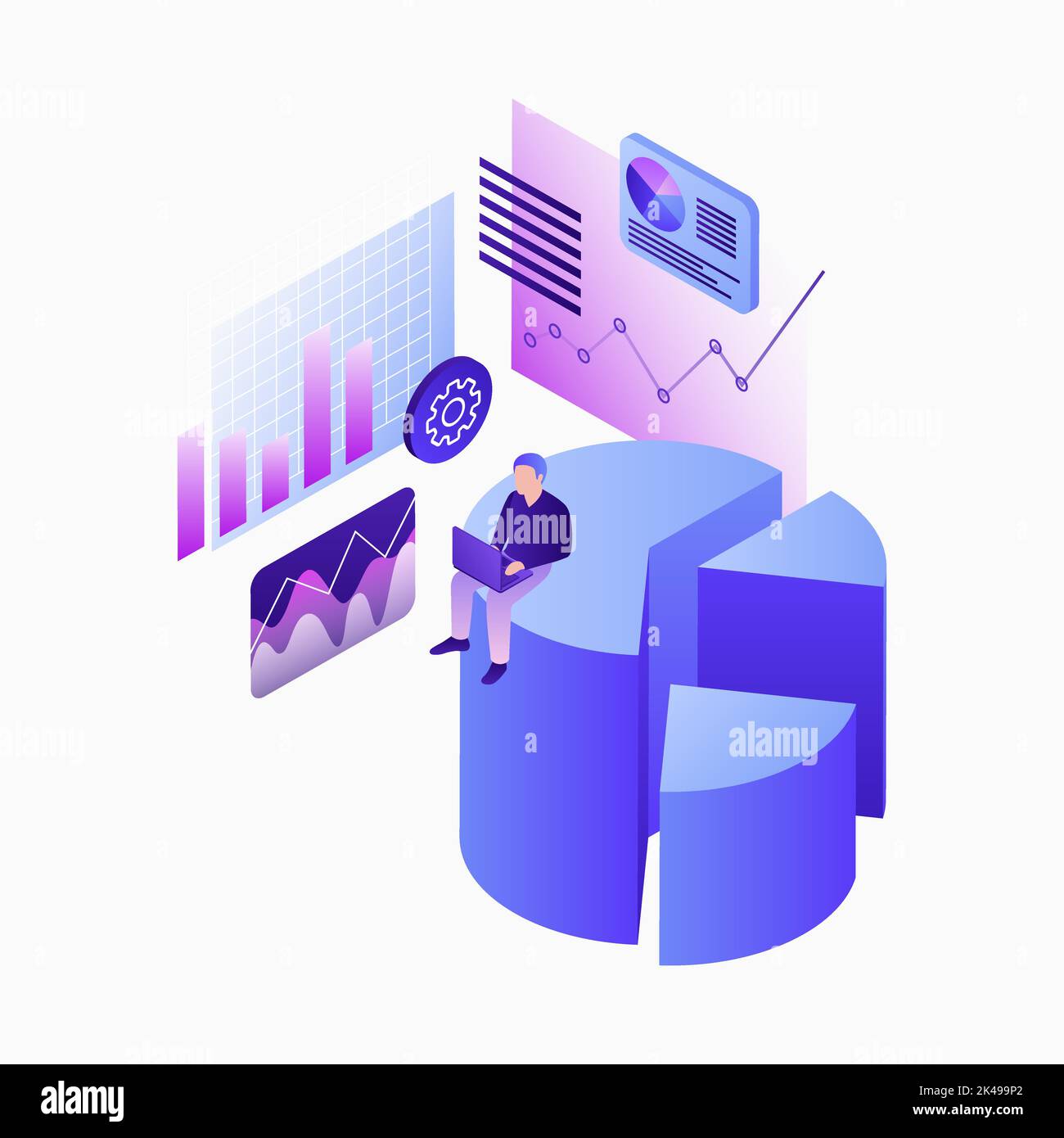 Your Personal Data Analytics Illustration. Data Analyse. Financial Growth. White Template ...