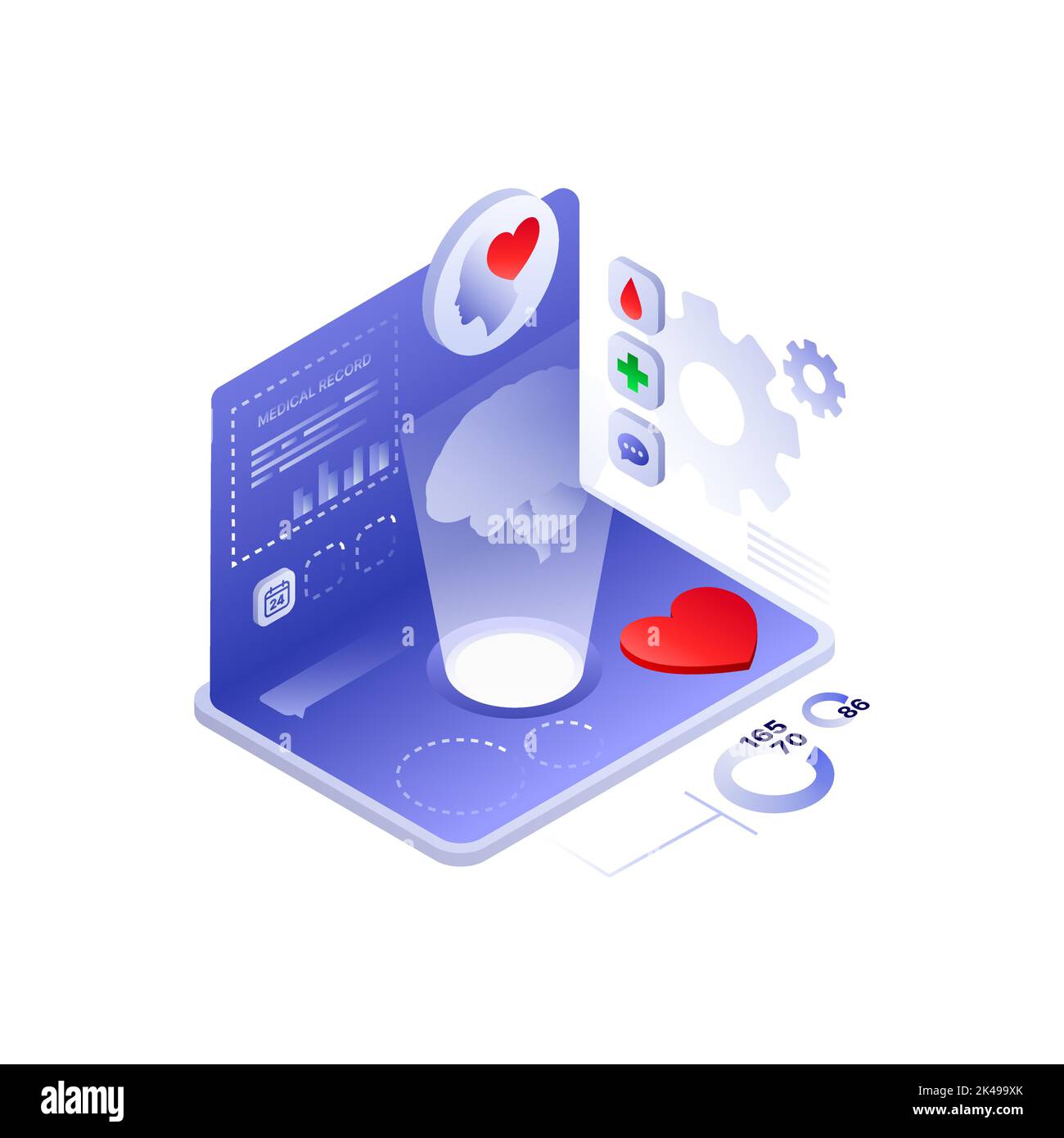 Medical App Development Web Illustration. HealthCare. White Template ...