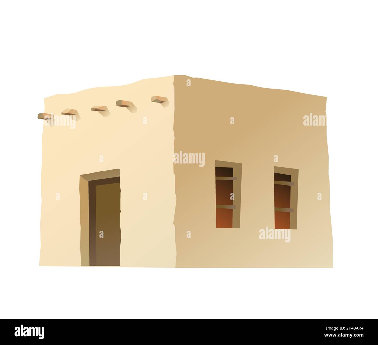 Arab clay simple hut. Middle Eastern adobe dwelling. Africa and Asia ...