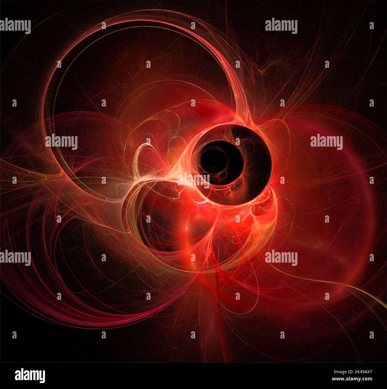 space fantasy illustration of red planetary system on dark space ...