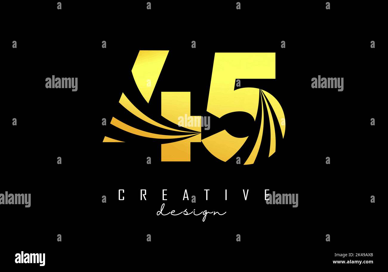 Golden Creative number 45 4 5 logo with leading lines and road concept ...