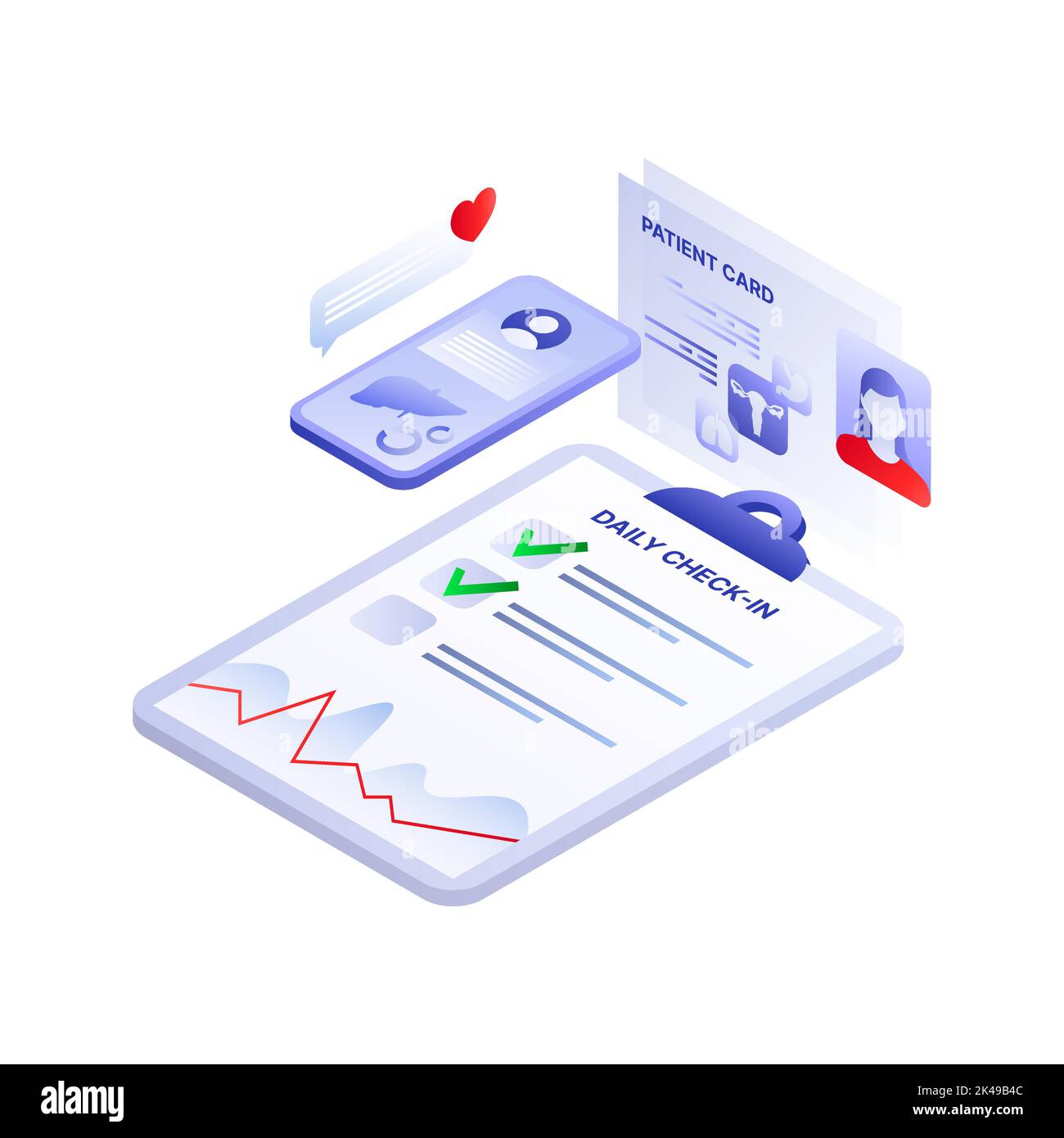 Healthcare Tracking App Illustration. Medical Test Result. White ...