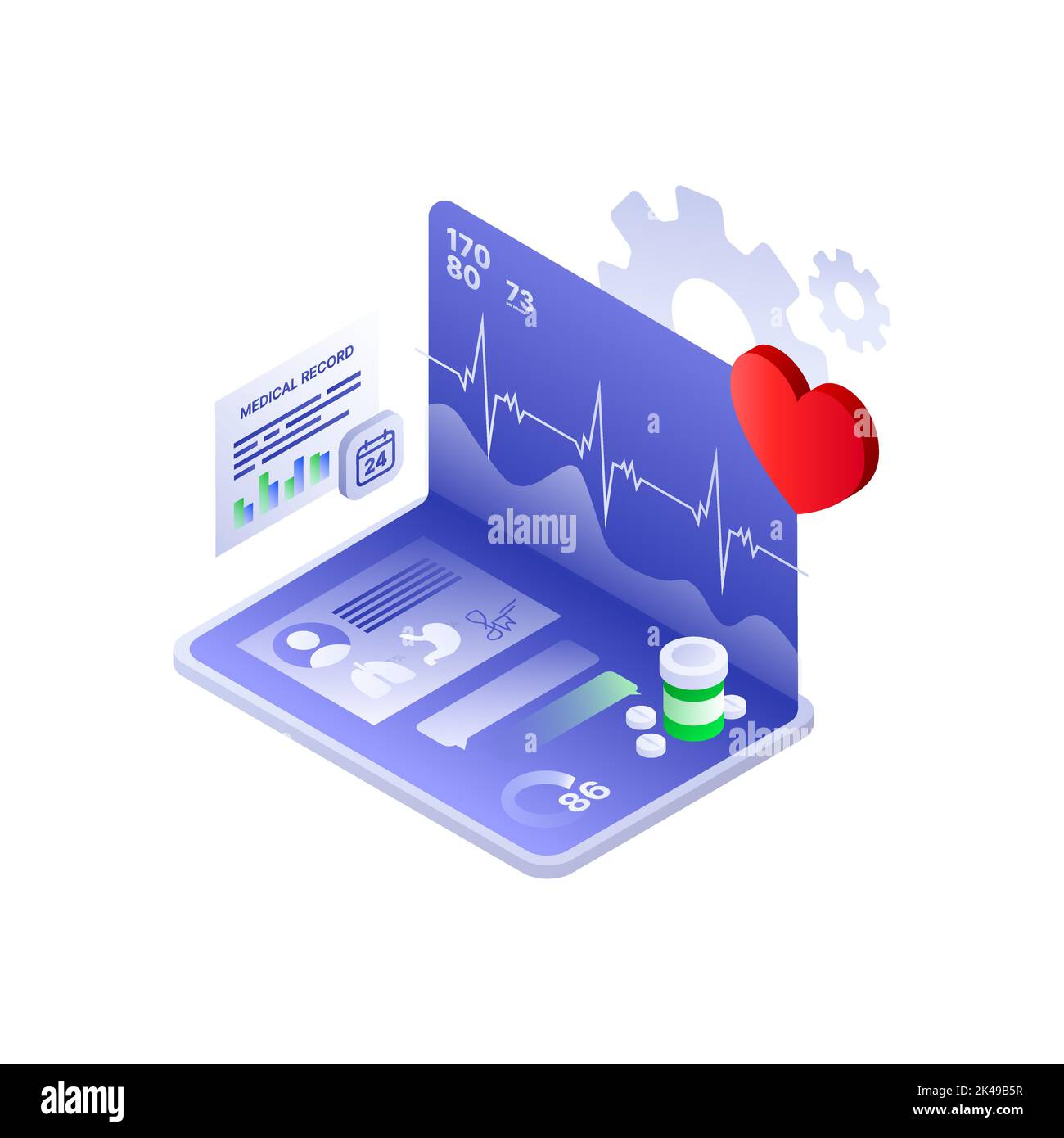 Development in HealthCare Illustration. Patient Medical Record. White ...