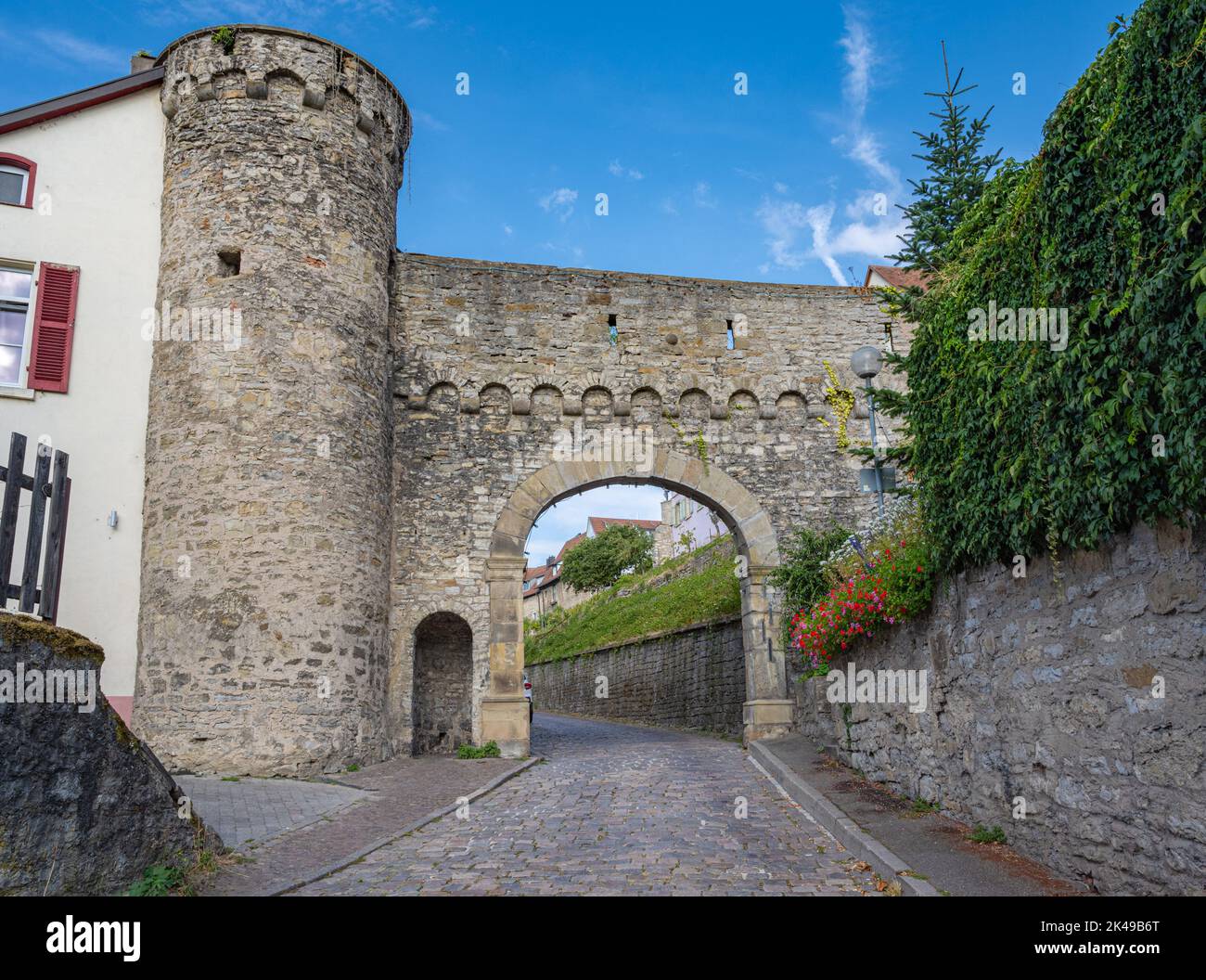 Lower Gate part of the historic town fortifications in Bad Wimpfen ...