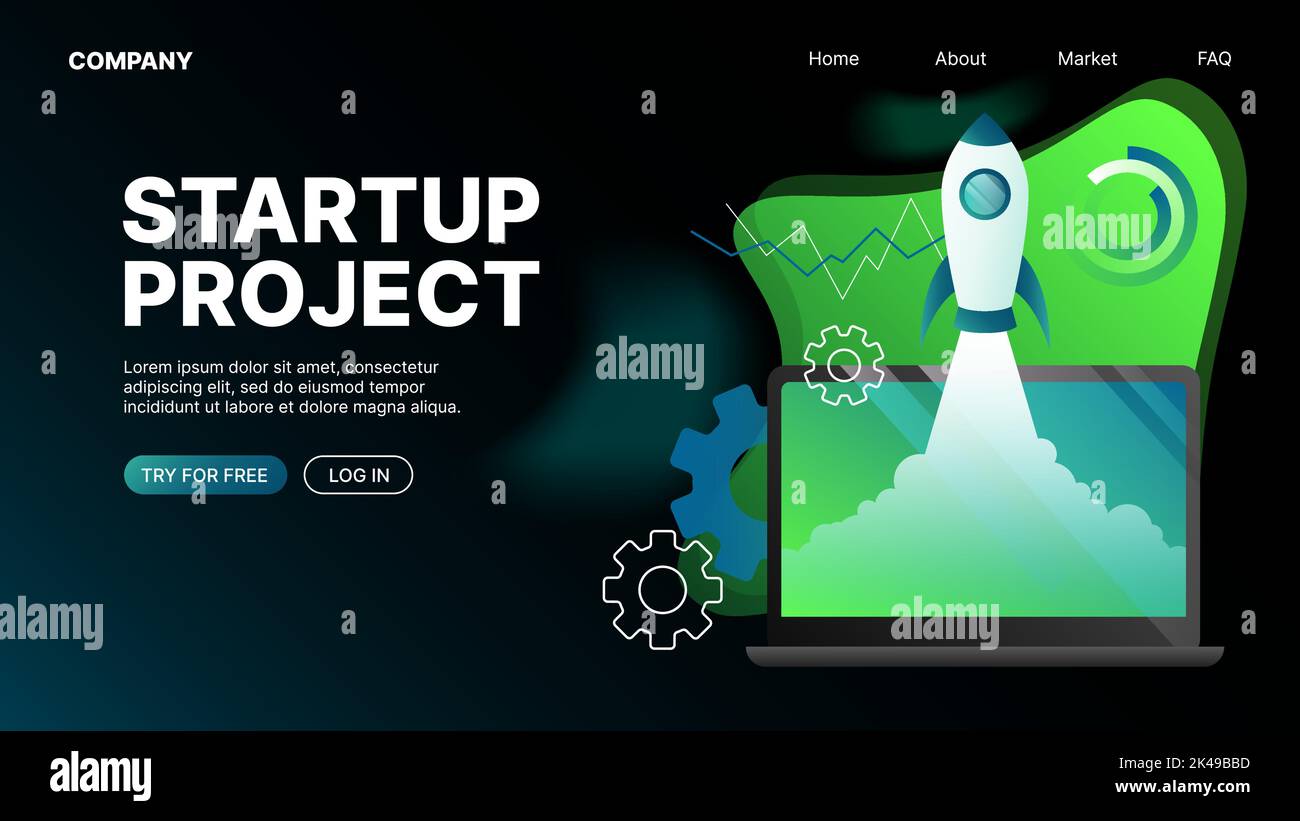 Landing Page Template for Startup Project Website. Vector illustration ...