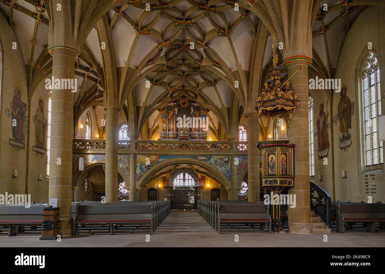 Interior view of the evangelical town church of Bad Wimpfen, view of ...