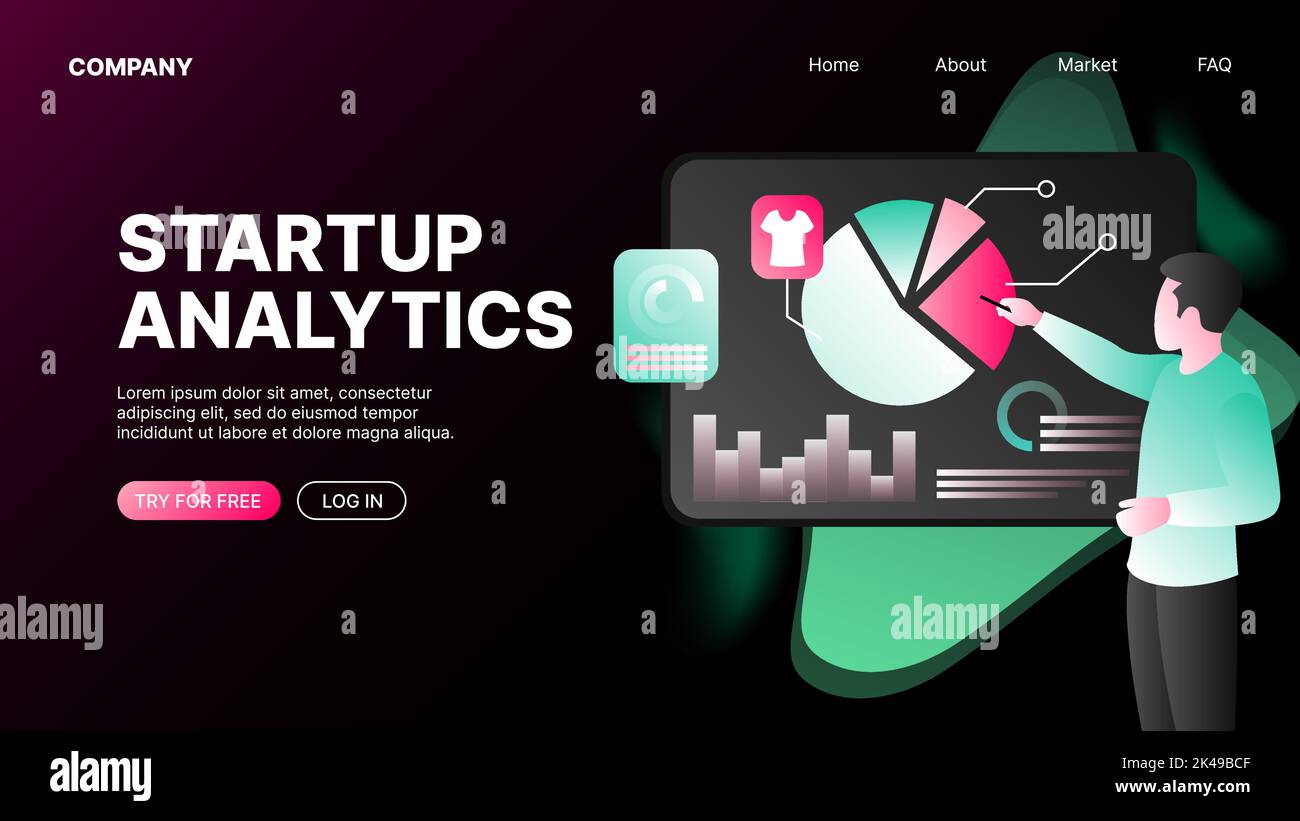 Startup Analytics Company. Website Landing Page Mockup. Vector ...