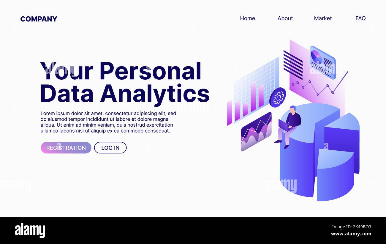 Your Personal Data Analytics. Data Analyse. Landing Page Template. Vector illustration Stock ...