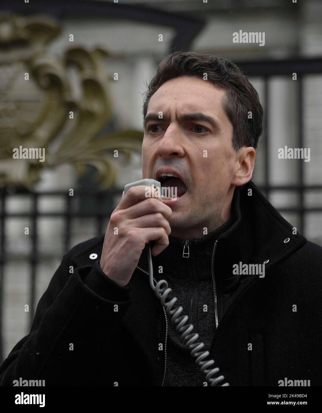 Councillor Matt Collins of People Before Profit speaks to the crowd ...