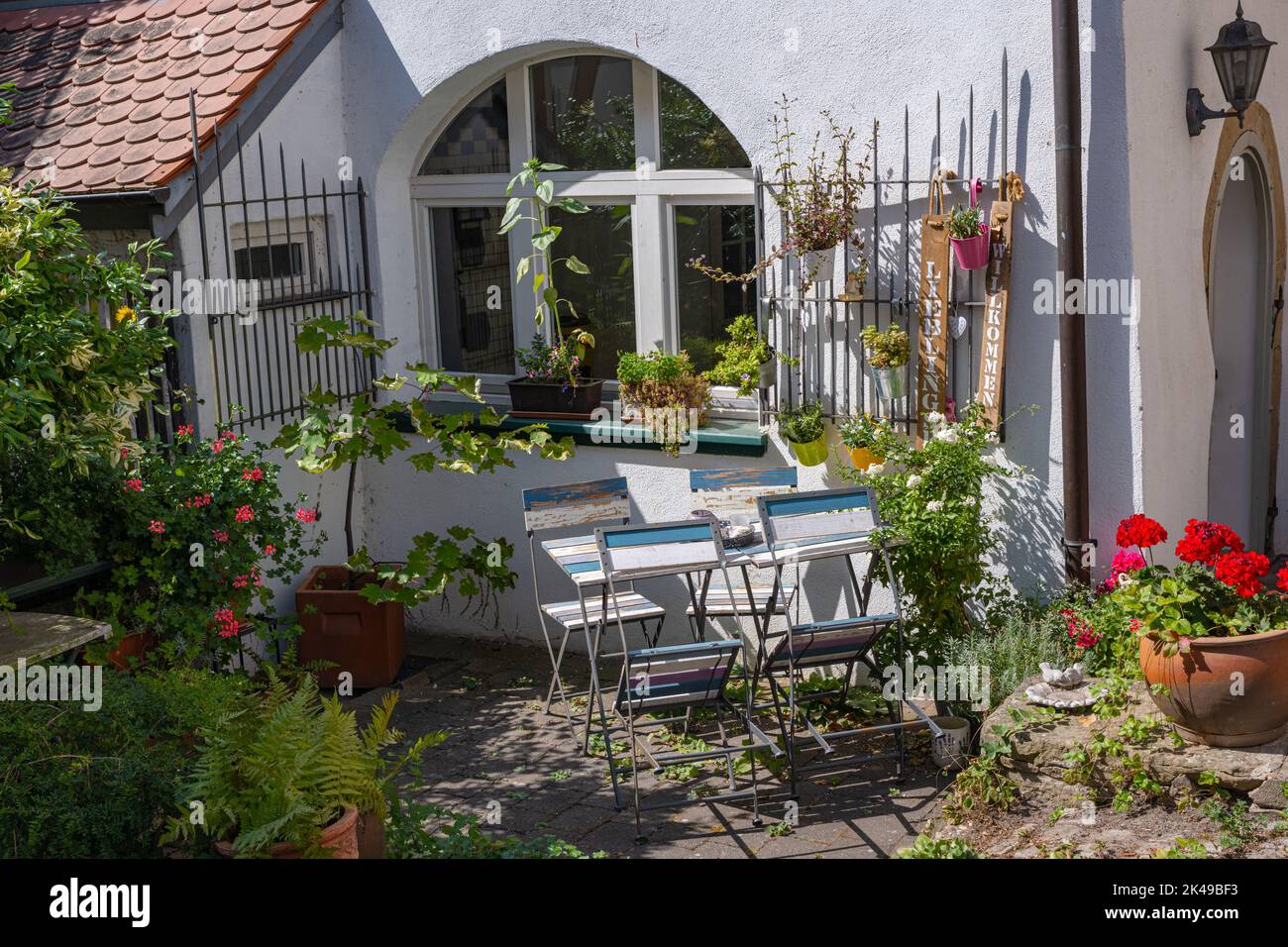 Backyard idyll in Bad Wimpfen on the Neckar river. Neckar Valley ...
