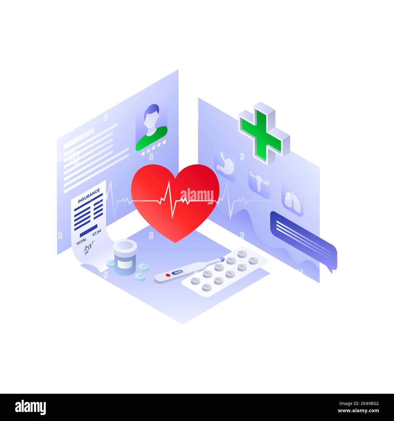Personal Medical Help Illustration. Patient Medical Record. White ...
