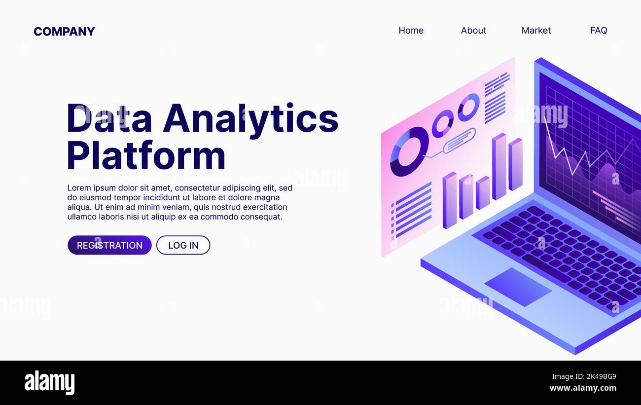 Data Analytics Platform. Data Analyse. Landing Page Template. Vector ...