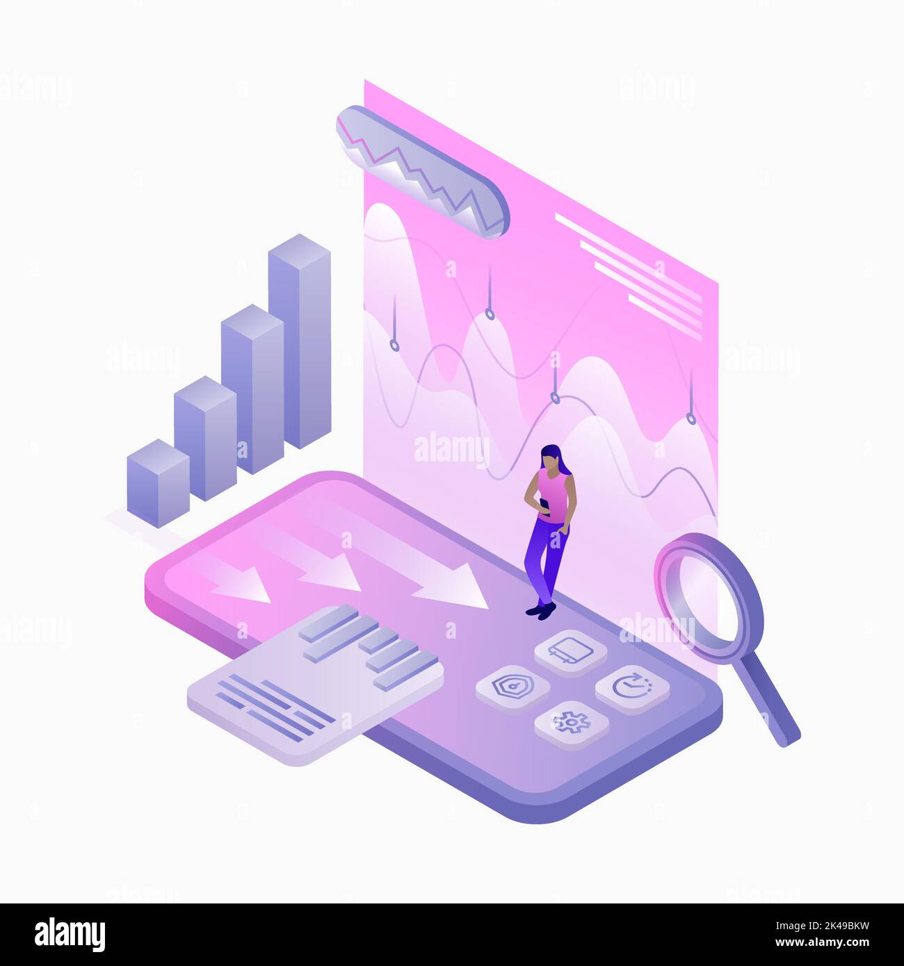 Data Analytics in Your Phone Illustration. Data Analyse. Diagrams ...