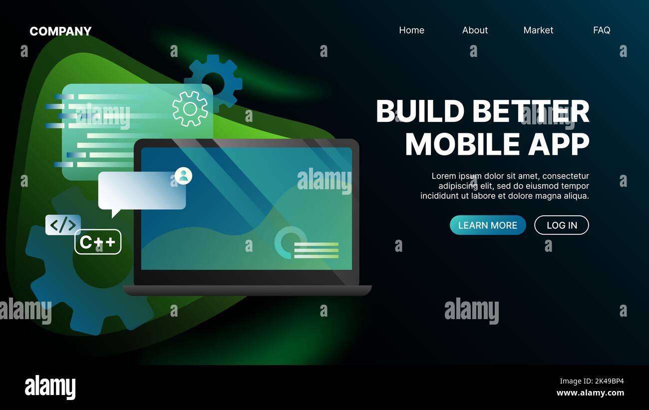 Build Better Mobile App. Landing Page for Website. Vector illustration ...