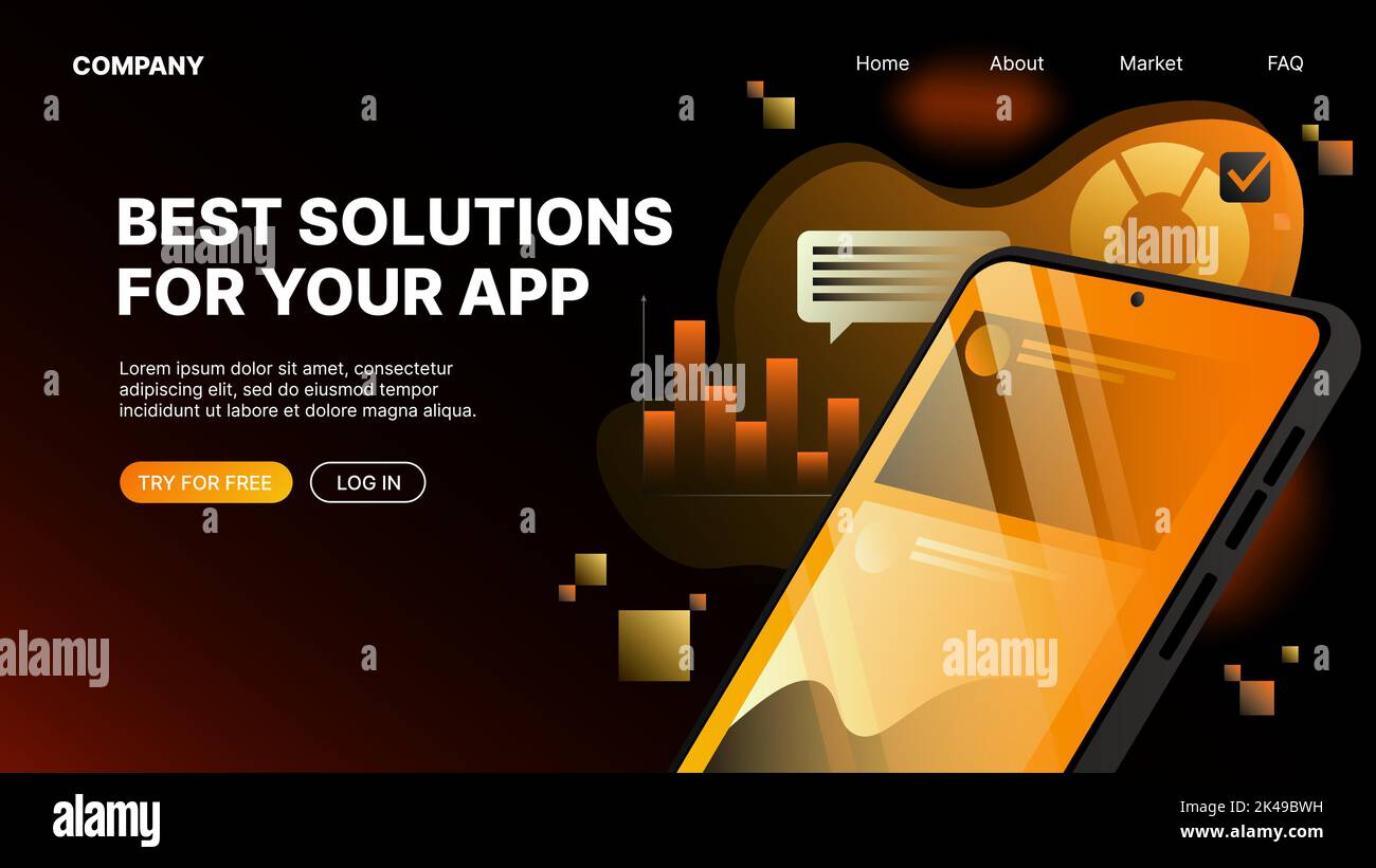 Best solutions for App Development. Horizontal Web Landing Page. Vector illustration Stock ...