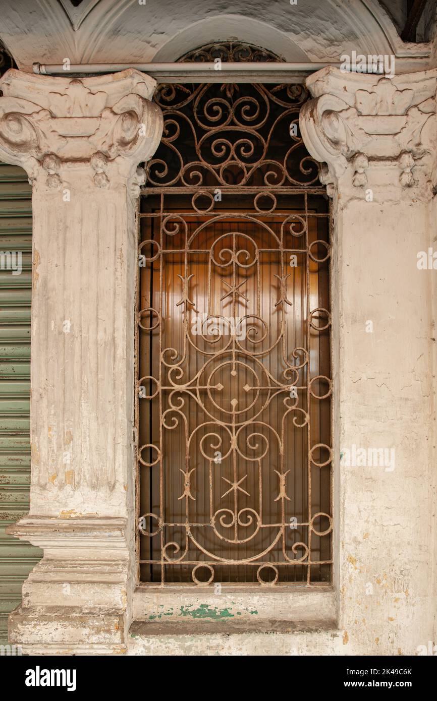 Antique vietnamese window with floral pattern, front view Stock Photo ...