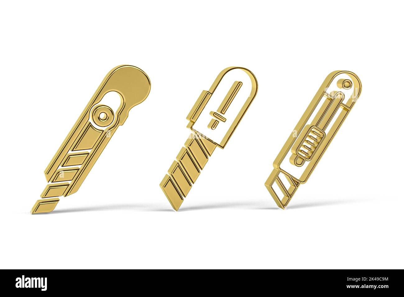 Golden 3d paper cutter icon on white background - 3d render Stock Photo ...